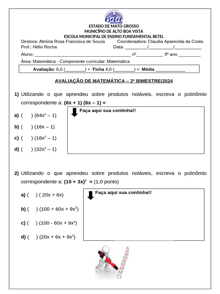Avaliação de Matemática 9º Ano - 2º Bimestre | PDF