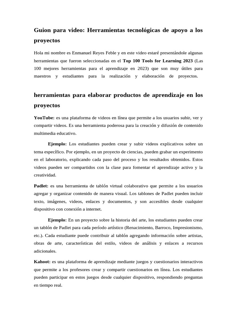 Guion para Video | PDF | Infografia | Archivo de computadora