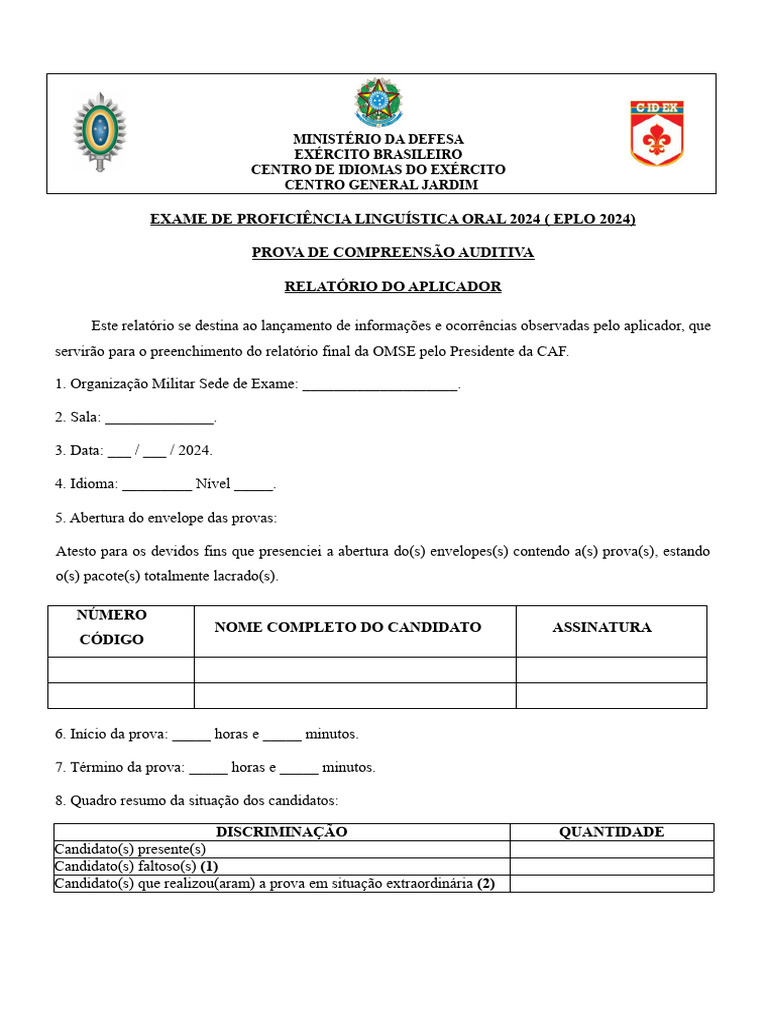 Relatorio Aplicador CIDEx CA 2024 | PDF