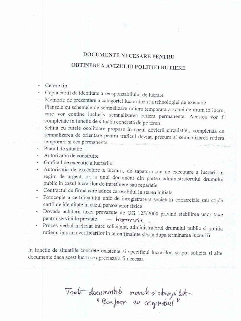 Necesare Aviz Politie | PDF