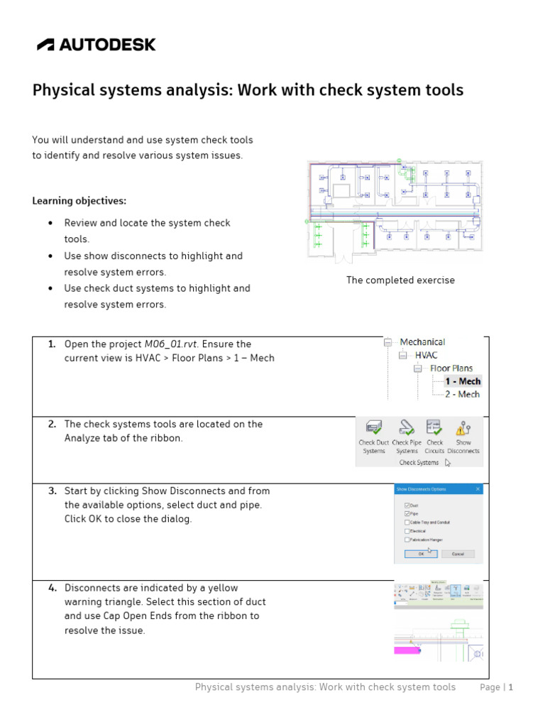 Revit Mechanical Modeling - L06 - 01 SBS - Work With Check System Tools ...