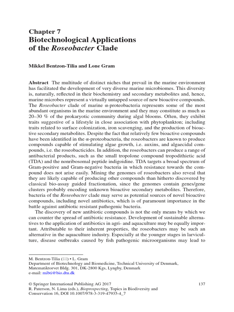 Roseobacter: Biotechnological Applications of The Clade | PDF | Organisms | Microbiology