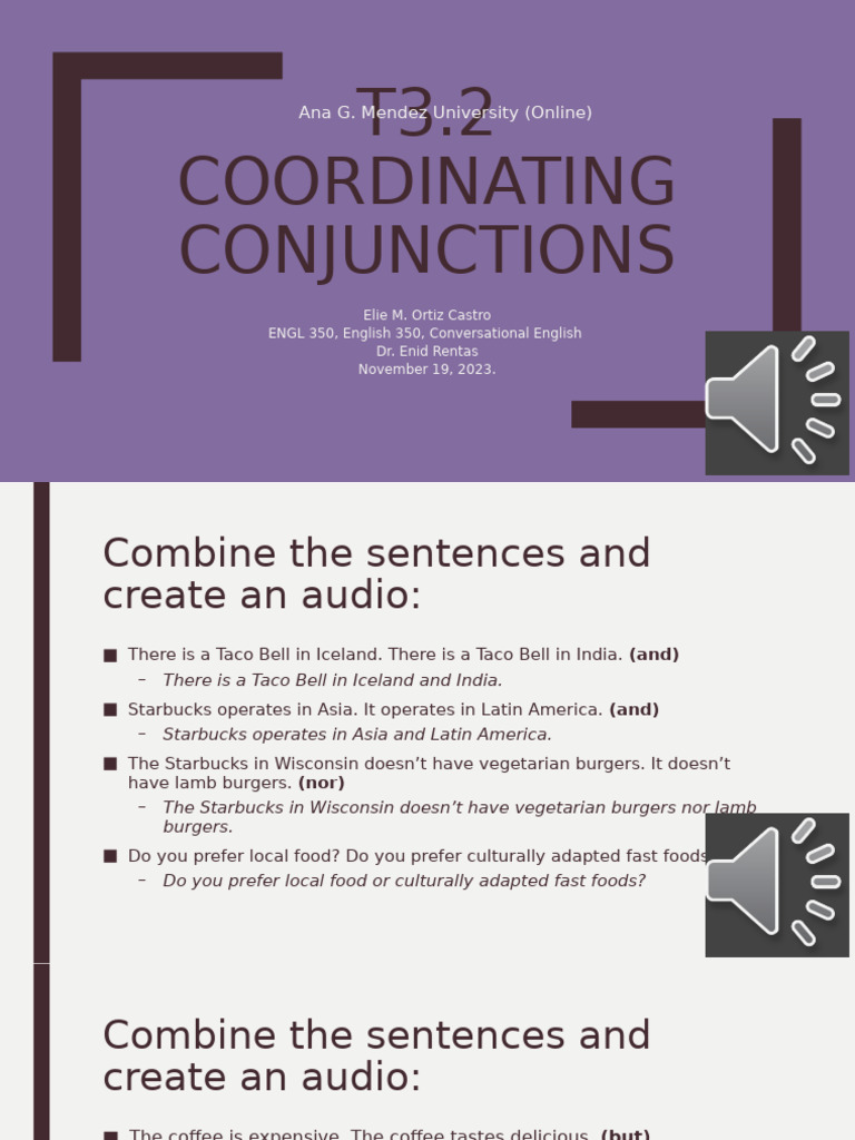 Coordinating Conjunctions for Beginners | PDF | Cooking, Food & Wine ...