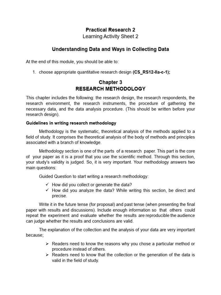 PR2 LAS2 Research Design | PDF | Experiment | Methodology