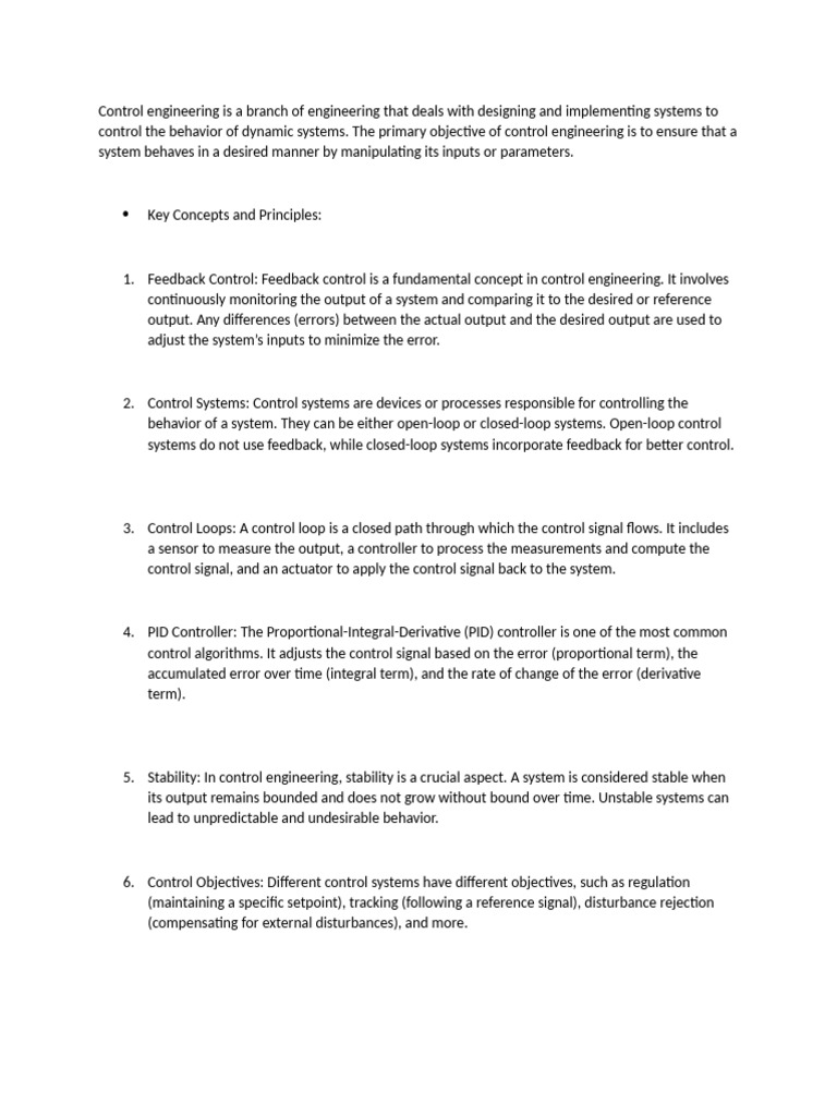 Insights of Control Engineering | PDF | Control Theory | Control Engineering