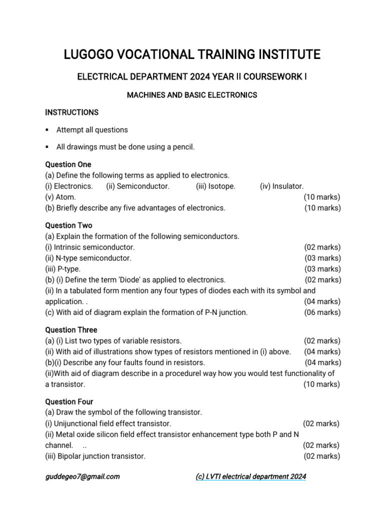 Year 2 Coursework I Basic Electronics | PDF | Transistor | Semiconductors