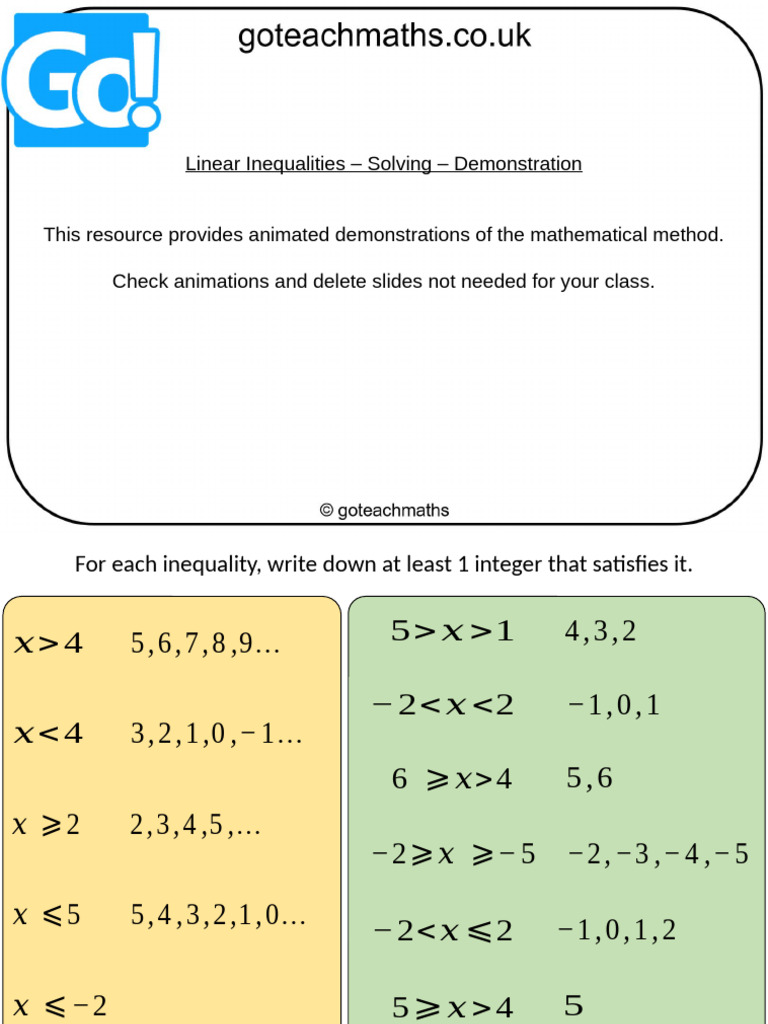 Linear Inequalities Solving Demonstration 1 | PDF | Inequality ...