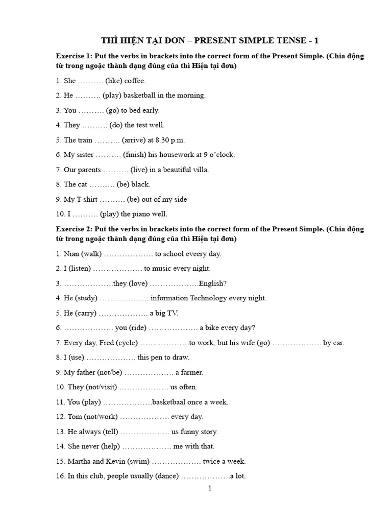 English 7 Present Simple Exercises | PDF | Linguistics | Grammar