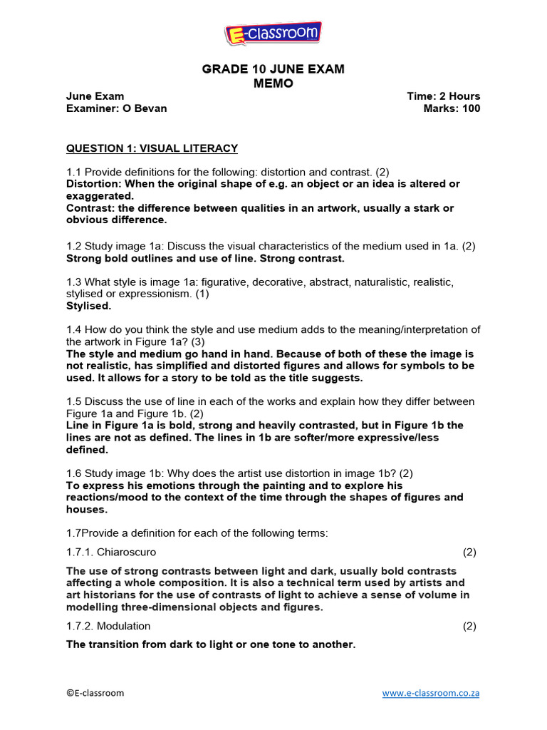 gr10 Visual Arts Term2 Pack01 Practice Paper Memo | PDF | Ancient Egypt ...