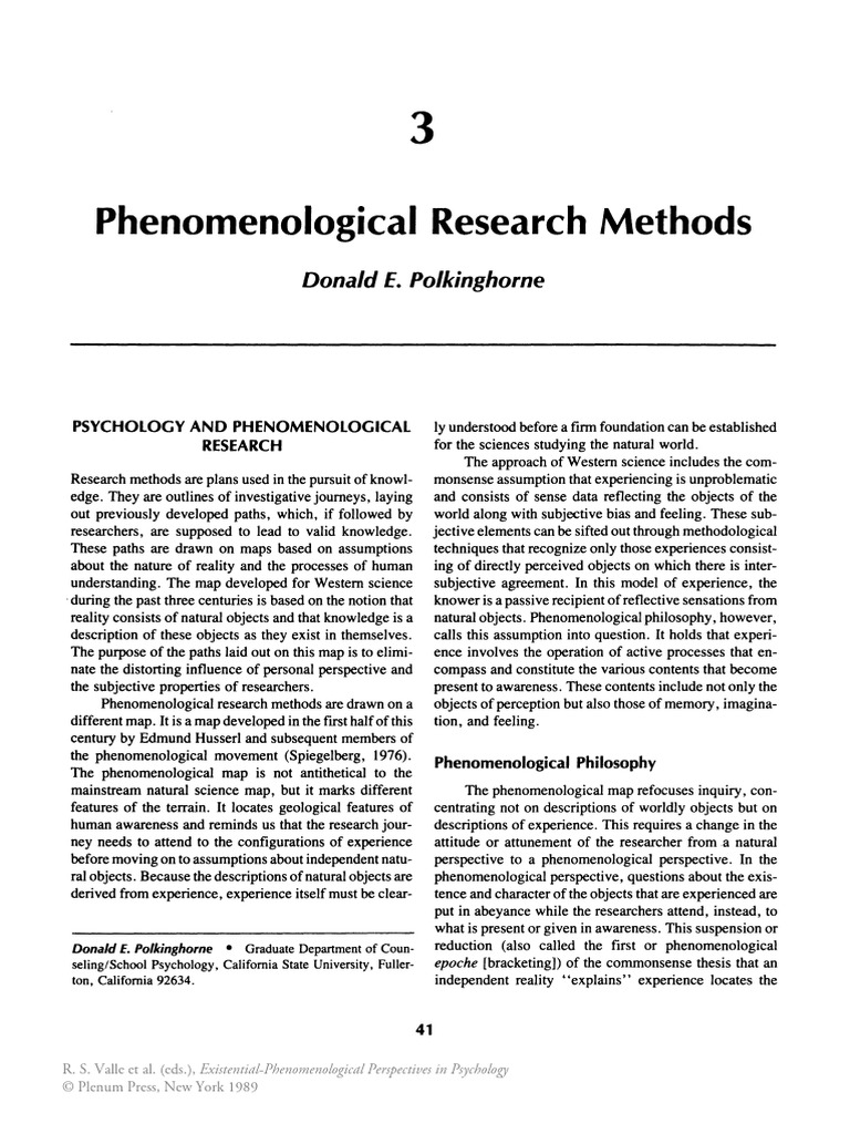 Phenomenological Research Methods: Donald Polkinghorne | PDF ...