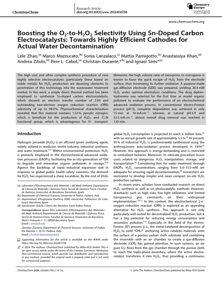 Boosting the O2‐to‐H2O2 Selectivity Using Sn‐Doped Carbon ...