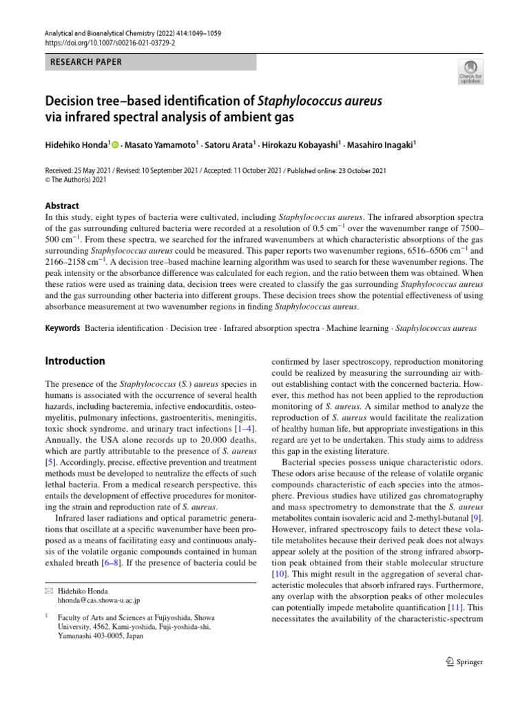 Decision Tree-Based Identifcation of Staphylococcus Aureus | PDF ...