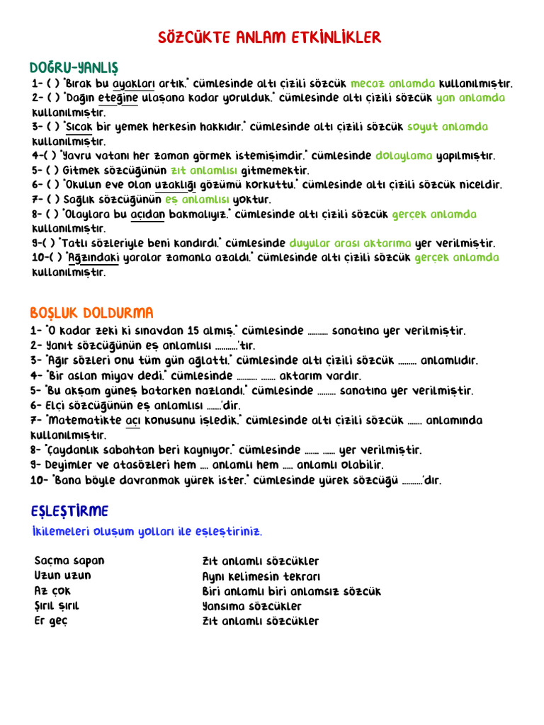 Sözcükte Anlam Etk NL Kler: DO Ru-Yanli | PDF