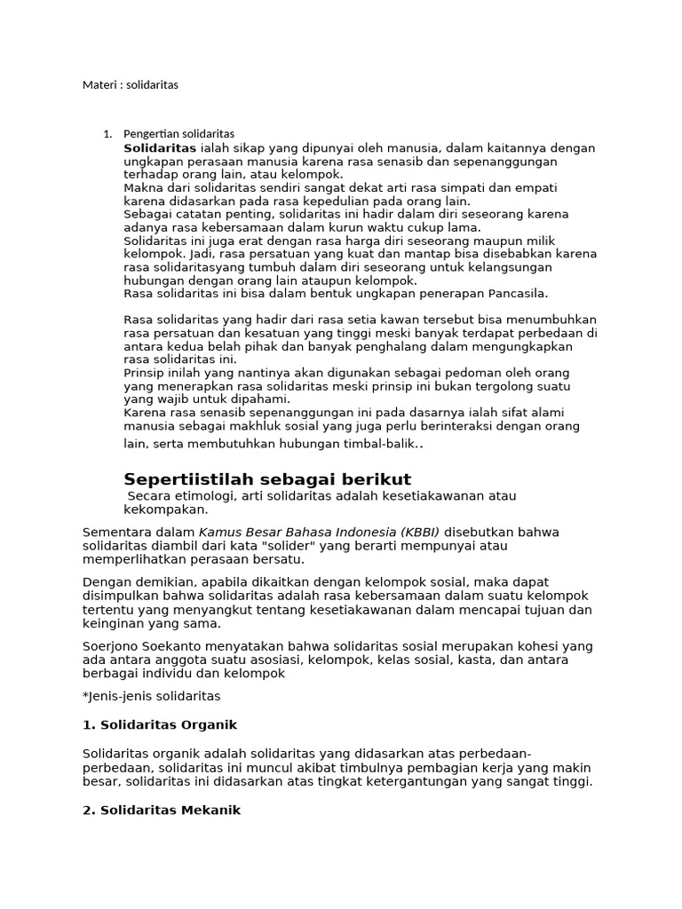 Pengertian dan Bentuk Solidaritas | PDF