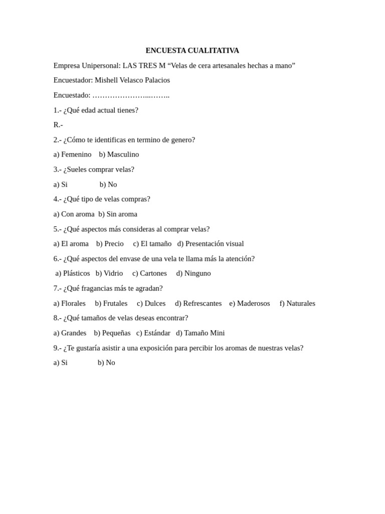 Encuesta Cualitativa | PDF