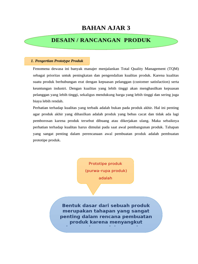 Bahan Ajar 3. Desain Rancangan Produk | PDF