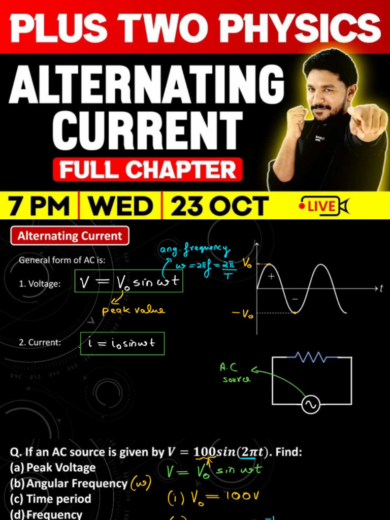 +2 PHYSICS - Alternating Current Exam Winner Notes | PDF