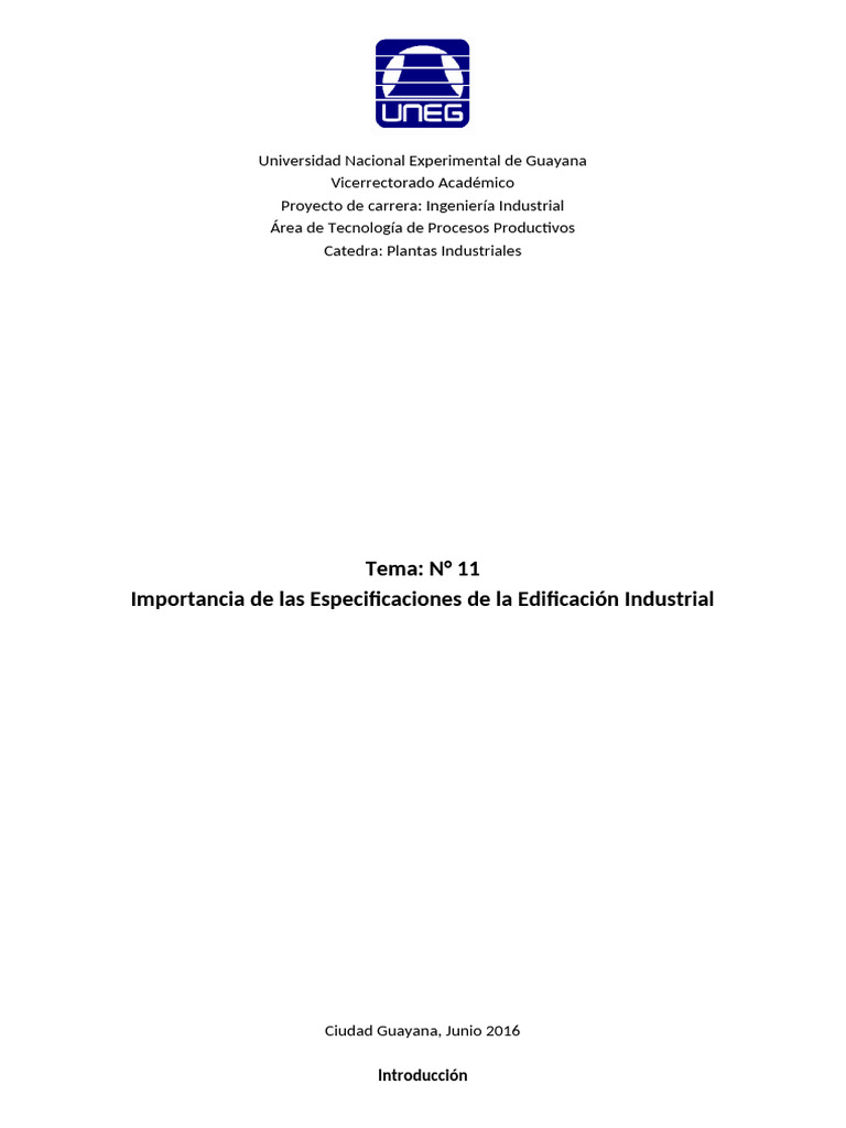 Resumen Tema #11 - IMPORTANCIA DE LAS ESPECIFICACIONES DE LA EDIFICACIÓN INDUSTRIAL | PDF ...