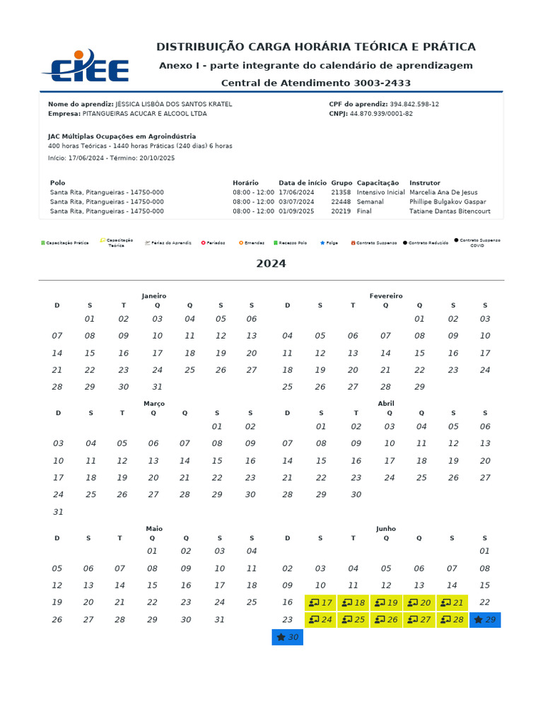 Calendário - Jéssica Lisbôa Dos Santos Kratel - Cg34777 | PDF