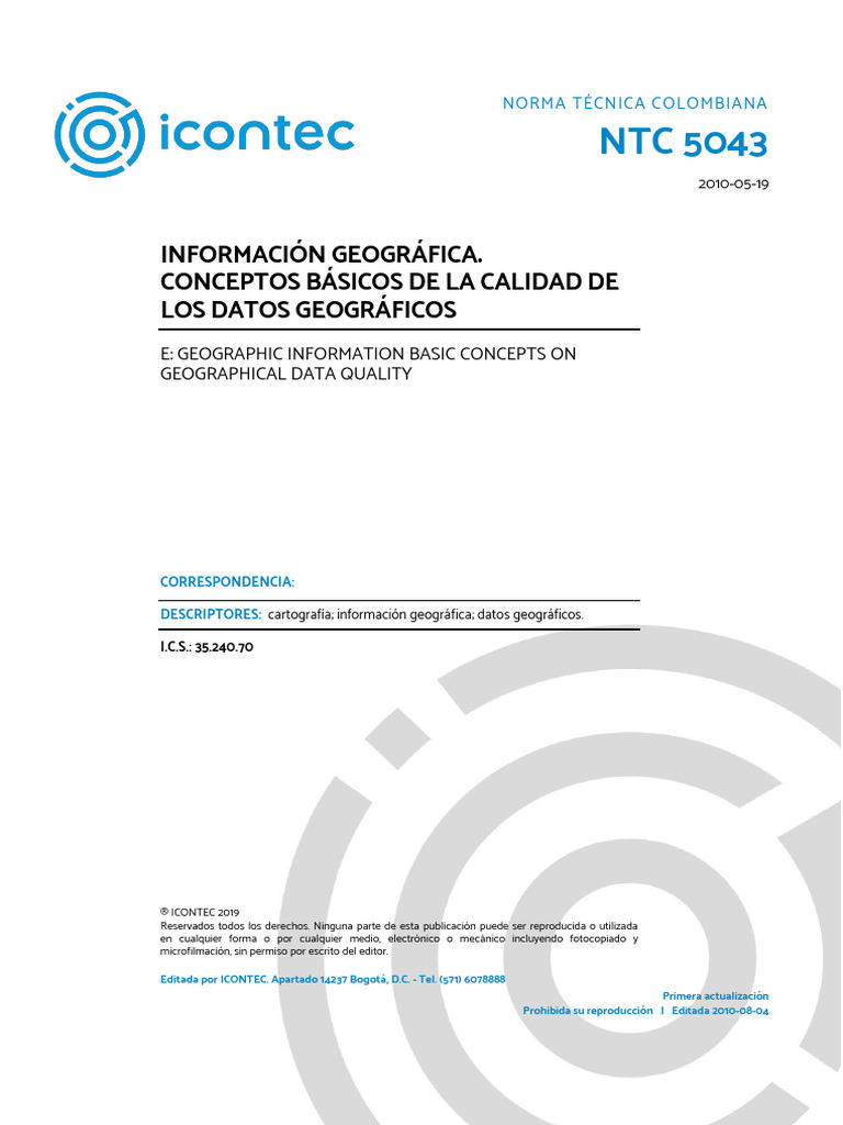 NTC 5043 | PDF | Objeto (informática) | Sistema de información geográfica