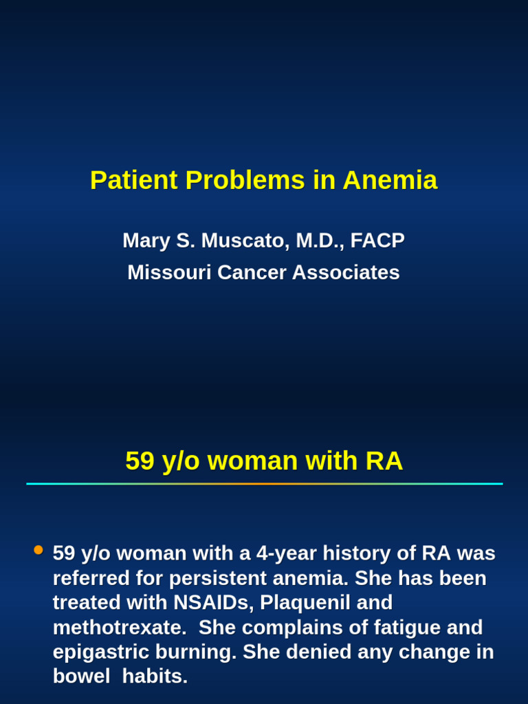 Anemia Lecture For M3 Class | PDF | Anemia | Clinical Medicine