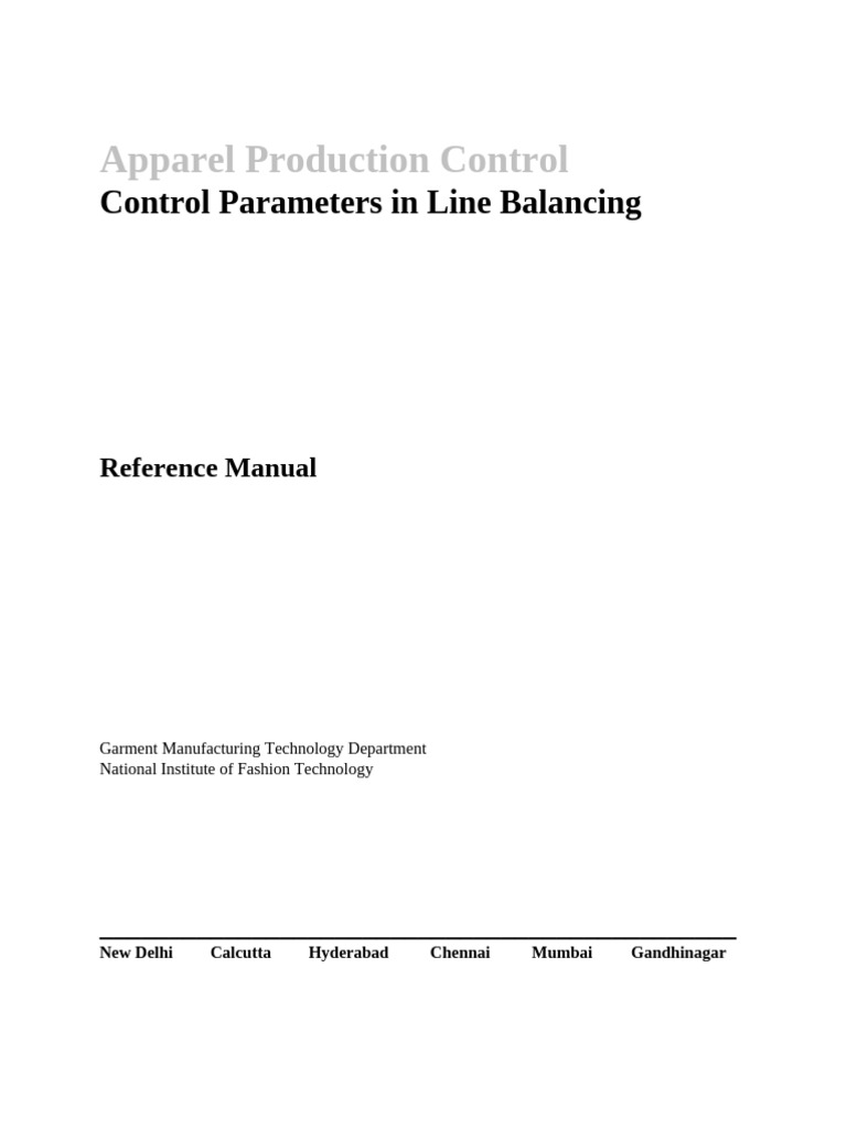Control Parameters in Line Balancing | PDF