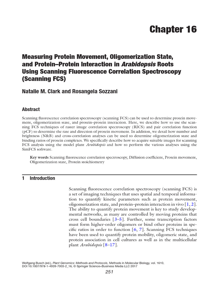 (Clark and Sozzani 2017 Protocol) Measuring Protein Movement, Oligomerization State, and Protein ...