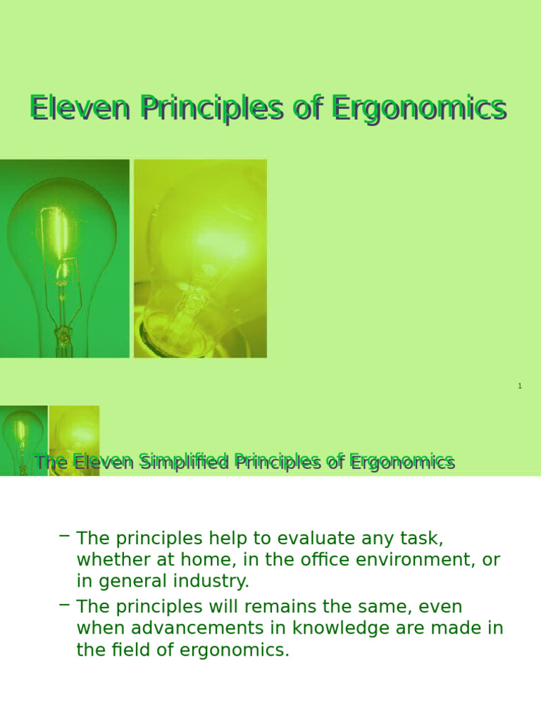 11 Principles of Ergonomics | PDF | Human Factors And Ergonomics | Lighting