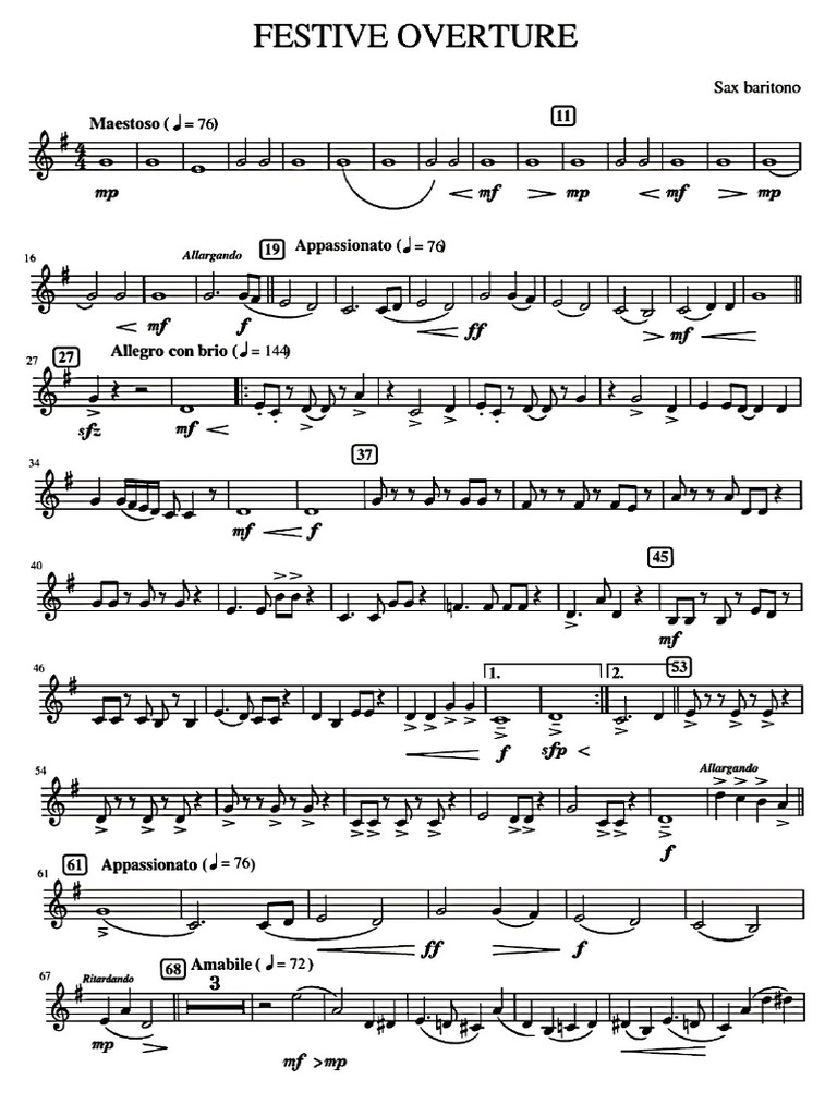 FESTIVE OVERTURE (Saxo Barítono) | PDF