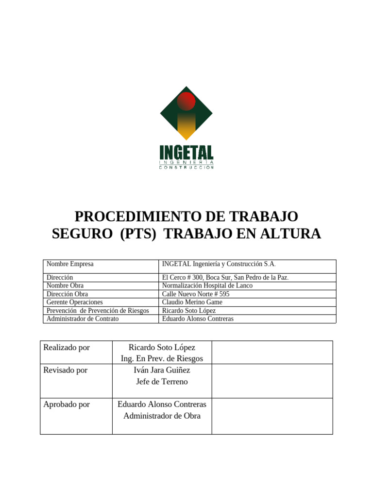 PST 05 PROCEDIMIENTO TRABAJOS EN ALTURA | PDF | Andamio