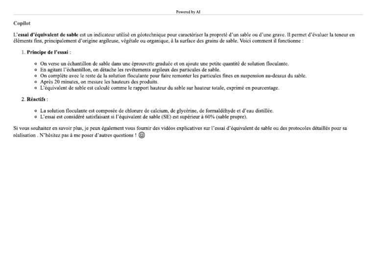 Essai Équivalent Sable | PDF