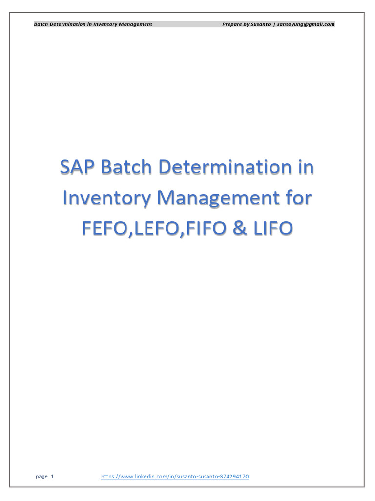 SAP Batch Determination in Inventory Management | PDF | Inventory ...