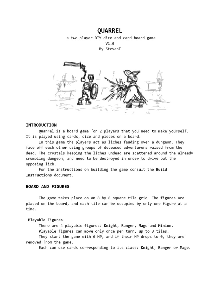 (Quarrel v1.0) Game Manual | PDF | Dice | Playing Cards
