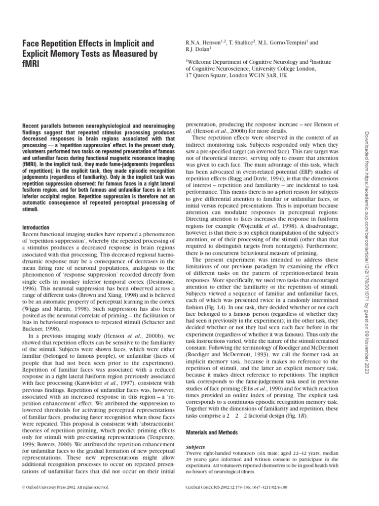 Henson et al. 2002 | PDF | Priming (Psychology) | Attention