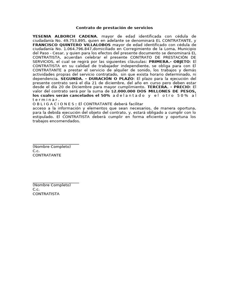 Contrato Seño | PDF