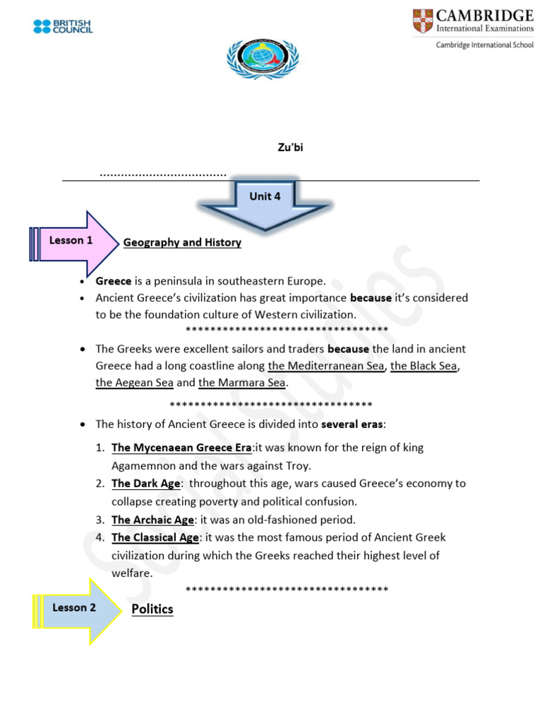 6th Grade Summary First Exam | PDF | Ancient Greece | Greece