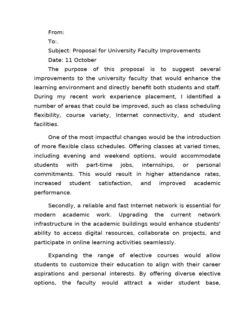 Proposal For University Faculty Improvements | PDF