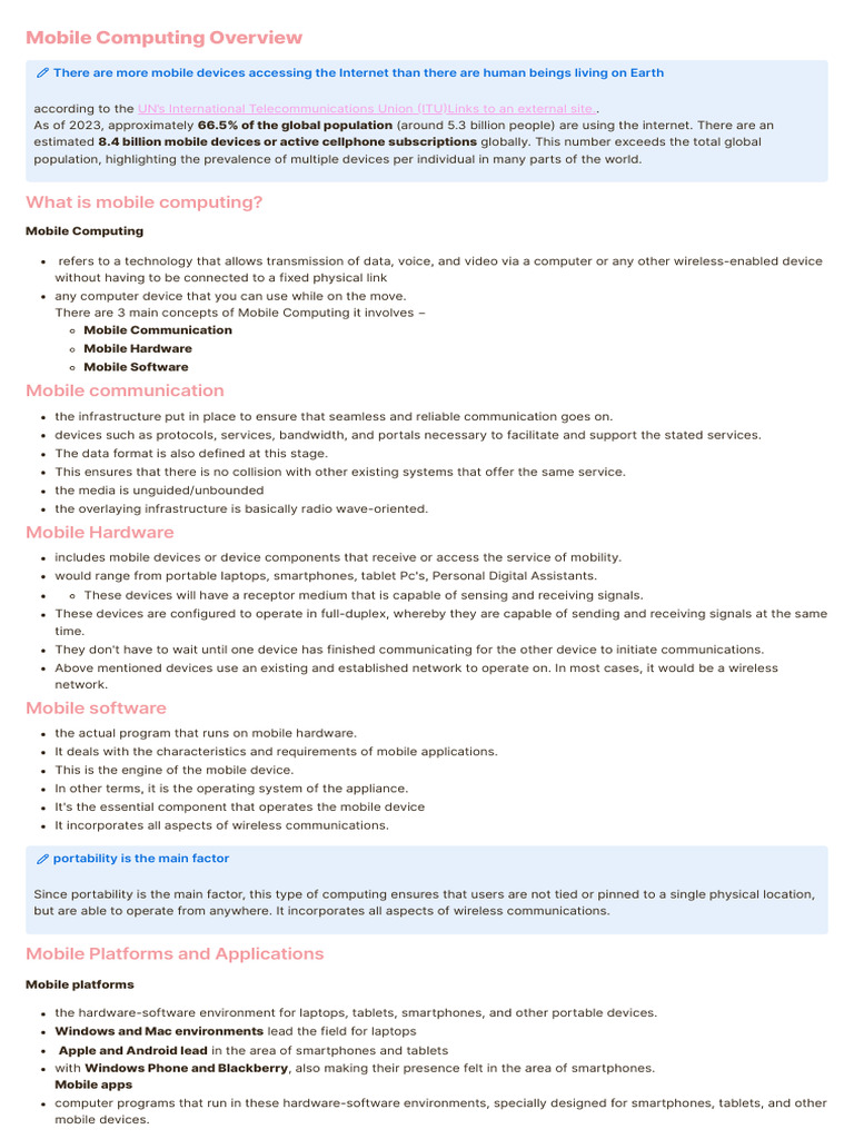 Mobile Computing Module 1 | PDF | Mobile App | Tablet Computer