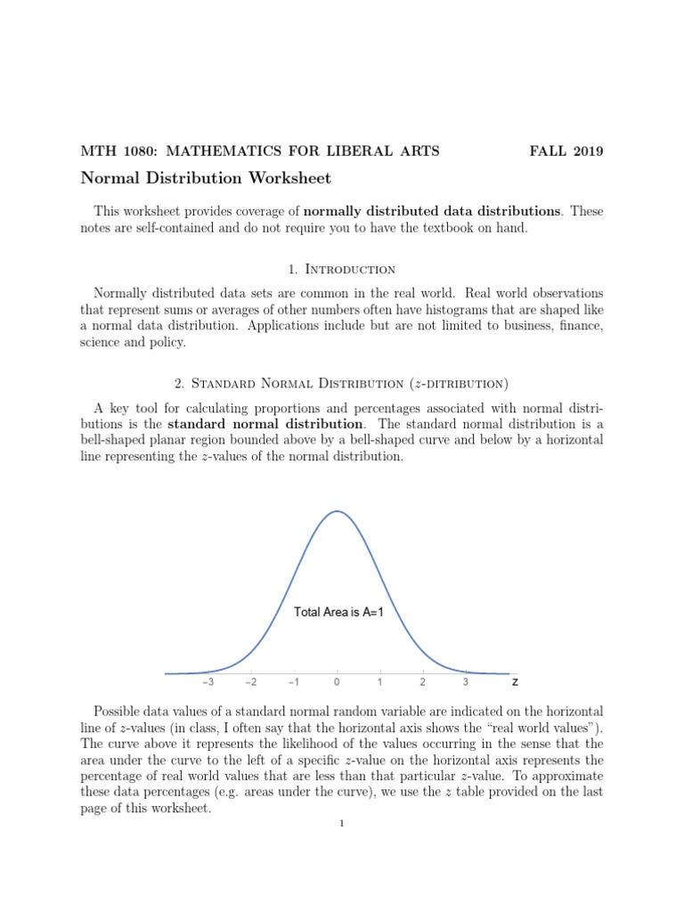 Standard Normal Distribution | PDF | Normal Distribution | Standard ...