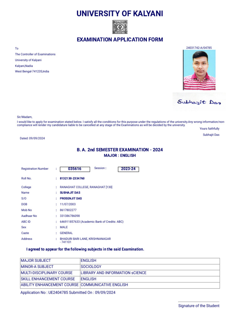 2nd Sem Exam. Form Fill Up 2024 | PDF