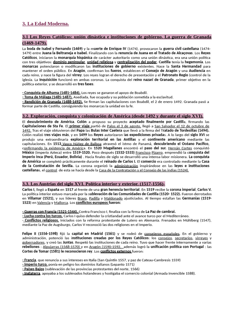 BLOQUE 3- La Edad Moderna | PDF | Imperio español | España