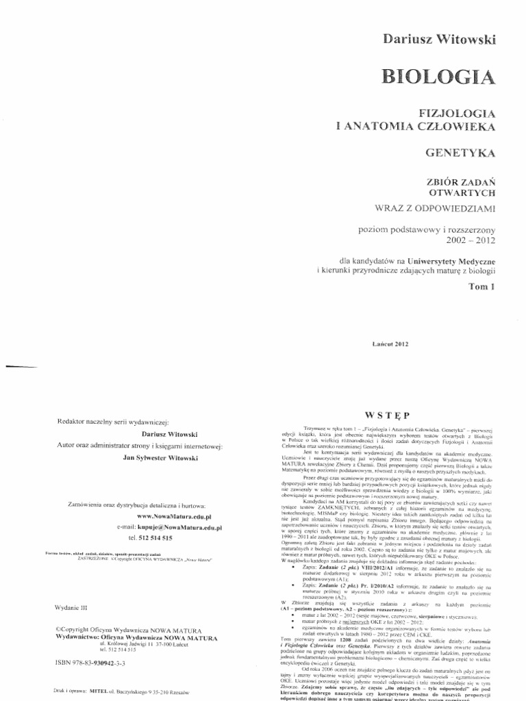 Biologia - Tom 1 - Dariusz Witkowski | PDF