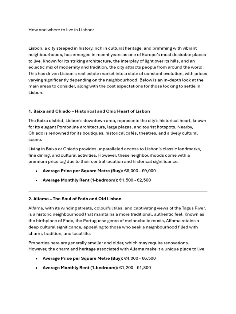 How and Where To Live in Lisbon | PDF | Lisbon