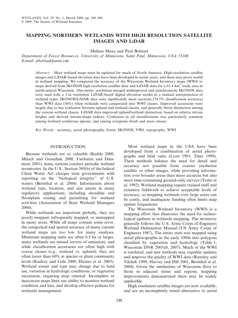 Mapping Northern Wetlands With High Resolution Satellite Images and L ...
