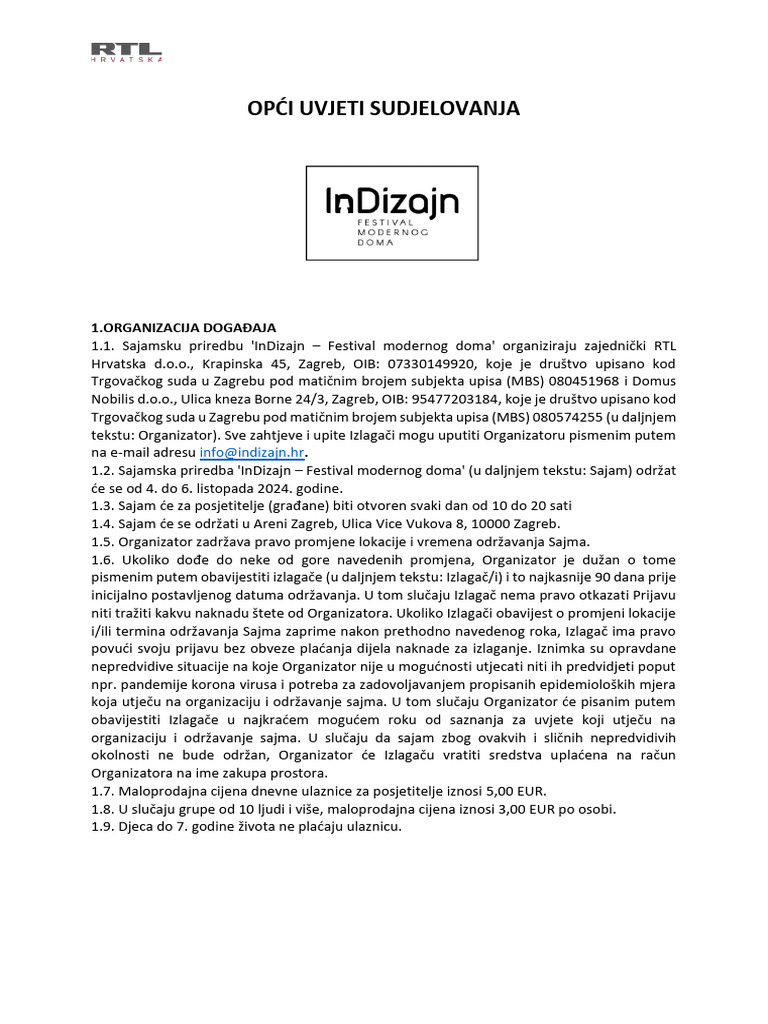 Indizajn Sajam 2024 Opci Uvjeti Sudjelovanja 5 | PDF