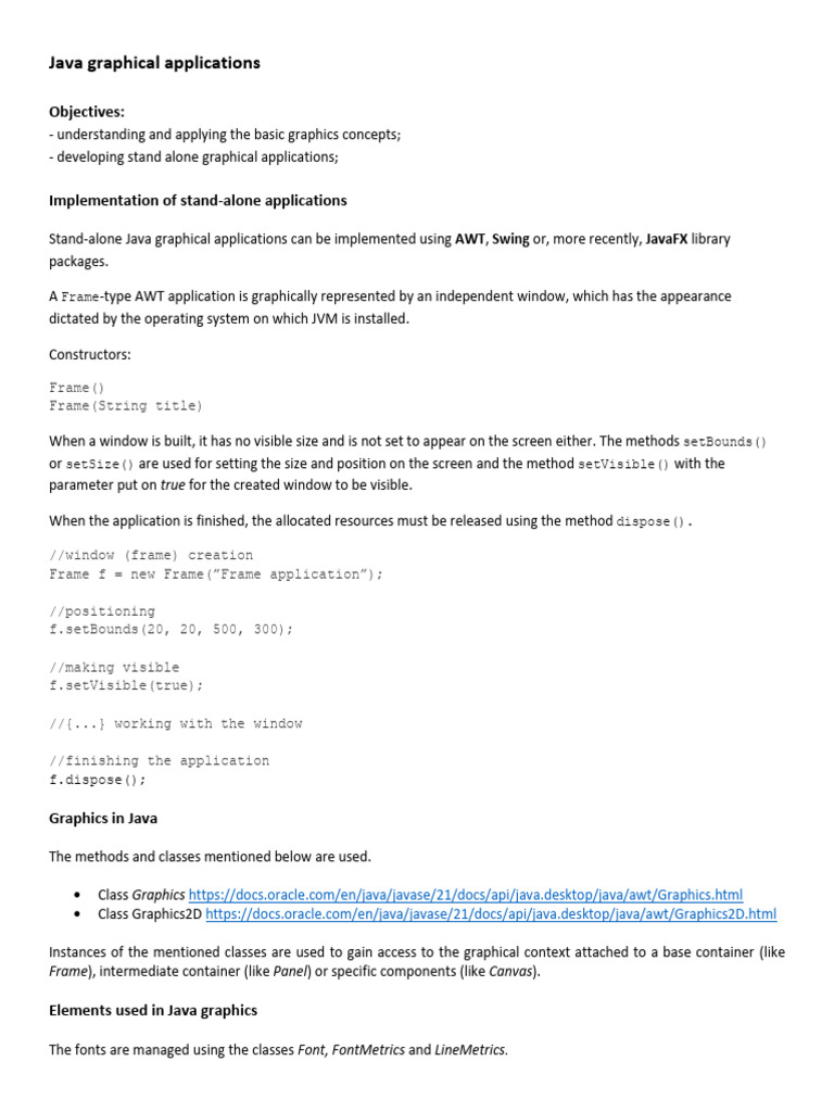 Java Graphical Applications: Objectives | PDF | Computing Platforms | Computer Programming