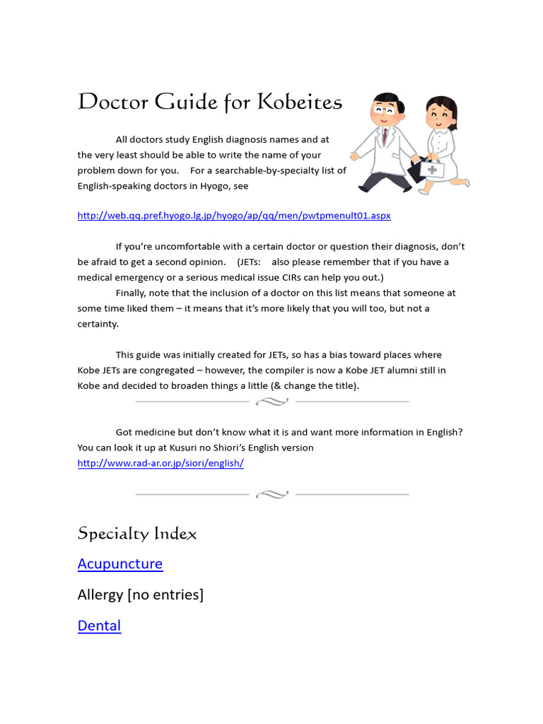 Doctor Guide in Kobe 10.30.24 | PDF | Midwife | Birth Control