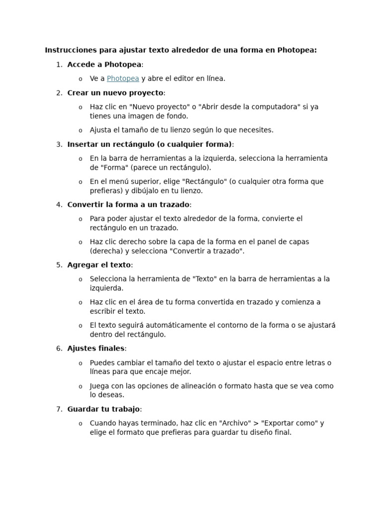 Instrucciones para Ajustar Texto Alrededor de Una Forma en Photopea ...
