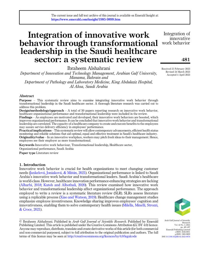 j8 - Integration of Innovative Work Behavior | PDF | Transformational ...