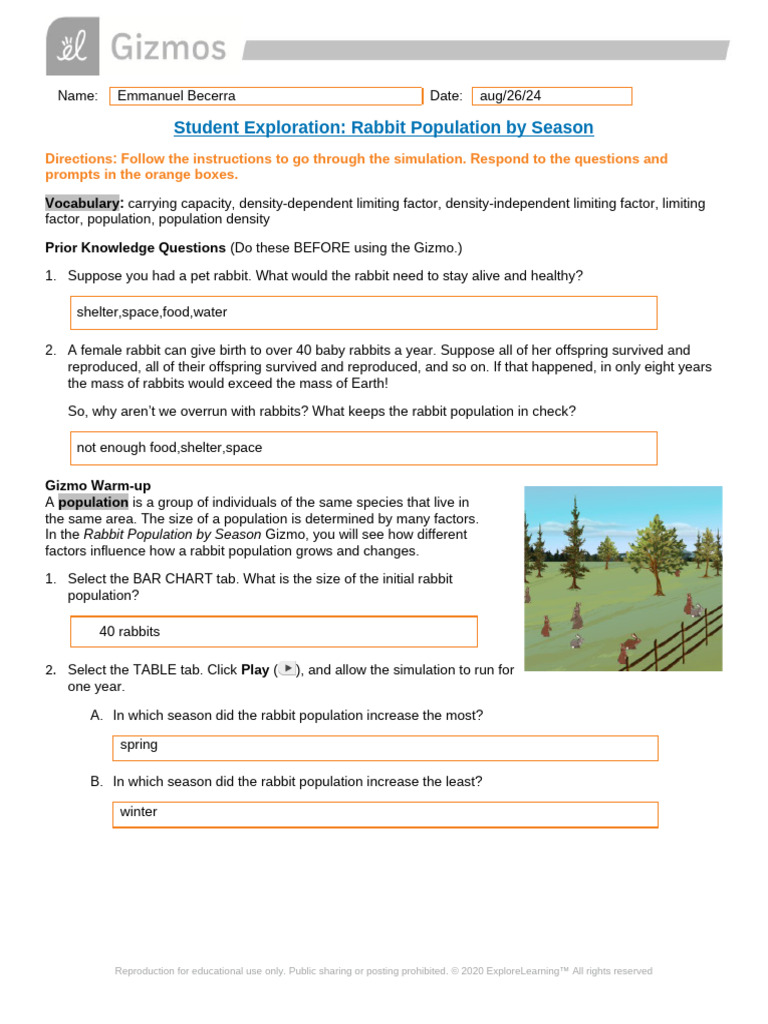 Rabbit Population Season Pdf Nature